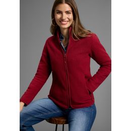 Fleecejacke Polarino, Damen, Gr. 38, bordeaux, Fleece, Obermaterial: 100% Polyester, Fellimitat, unifarben, bequem h&uuml;ftlang, eingefasste Kante, Jacken Fleecejacke, aus Teddy-Fleece, &Uuml;bergangsjacke