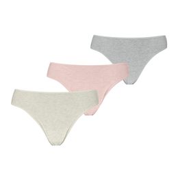 String Puma "Puma WOMEN MAINLINE STRING 3P", Damen, Gr. S, melange combo, Obermaterial: 56% Baumwolle, 38% Modal, 6% Elasthan, Unterhosen String
