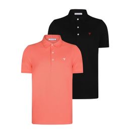 Poloshirt FELIX HARDY "Polo Shirt", Damen, Gr. M, schwarz, lachsfarbe, 97% Baumwolle, 3% Elasthan, Shirts