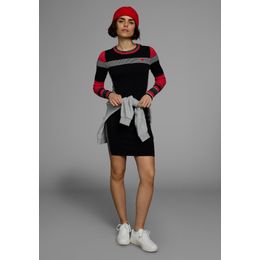 Kangaroos Damen Strickkleid, wei&szlig;, Gr. 34, bestickt, gestreift, meliert, Feinstrick, Obermaterial: 70% Baumwolle, 30% Polyamid, Kleider, figurbetont,