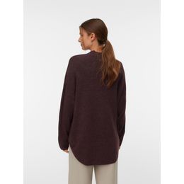 V&eacute;ro Moda VERO MODA Damen Strickpullover "VMPLAZA LS HIGHNECK LONG PULLOVER GA BOO", braun, Gr. S, meliert, Strick, Obermaterial: 64% Polyester, 19% Polyacryl,