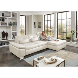 Ecksofa DIE PLANBAR "PN-IN16012 L-Form, Breite 309 cm", torro wei&szlig;, B:309cm H:85cm T:195cm, Sofas, Ecksofa, inkl. Sitztiefenverstellung, optional mit Kopfteilverstellung