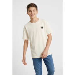 T-Shirt Tom Tailor, Jungen, Gr. 152, wei&szlig; (soft cream wei&szlig;), Single Jersey, Obermaterial: 100% Baumwolle, unifarben, oversize, Rundhals, Shirts T-Shirt, oversize, for Boys