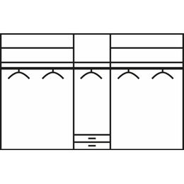 Kleiderschrank Rauch "Schrank Dreht&uuml;renschrank Garderobe Ankleide Schlafzimmer ESSENSA", wei&szlig; (graumetallic, wei&szlig;), B:226cm H:229cm T:54cm, Holzwerkstoff, Schr&auml;nke, Kleiderschrank, voll aufgelegte Spiegelt&uuml;ren, 2 gro&szlig;e Schubladen MADE IN GERMANY