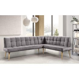 Eckbank exxpo - SOFA FASHION "Latte", cappuccino, B:254cm H:95cm T:196cm, 100% PES, Sitzb&auml;nke, Eckbank, moderne Sitz- und R&uuml;ckensteppung, bequem und elegant, hoher Holzfu&szlig;