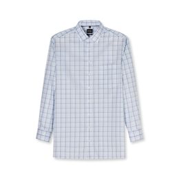 Businesshemd OLYMP "OLYMP Luxor, comfort fit - big, New Kent", Herren, Gr. 46, Normaler Arm, bleu, 100% Baumwolle, Hemden