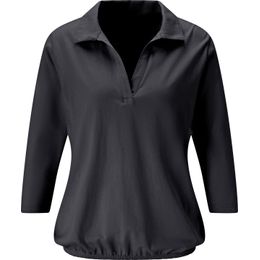 Damen Poloshirt mit Gummizug am Saum schwarz, Gr&ouml;&szlig;e 48