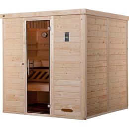 Sauna Weka "Kemi", beige (natur), Bio-Ofen, externe Steuerung, 7,5 kW, Saunen, Sauna, 7,5 kW Bio-Ofen mit digitaler Steuerung
