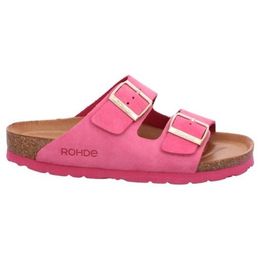 Pantolette Rohde "Alba", Damen, Gr. 35, pink, Leder, Schuhe Pantolette, Sommerschuh, Hausschuh mit zwei Schnallenverschl&uuml;sse