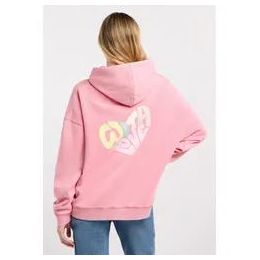Kapuzensweatshirt Ragwear "GERMMA PP", Damen, Gr. XXL, pink, Sweatware, Obermaterial: 100% Baumwolle, bedruckt, normal, Rundhals, Sweatshirts, Oversized mit K&auml;ngurutasche, Kapuze und Herz-R&uuml;ckenprint
