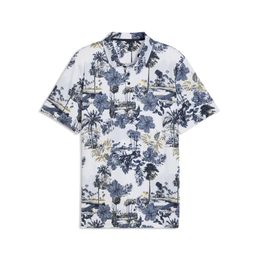 Poloshirt Puma "CLOUDSPUN Palm Golfpolo Herren", Herren, Gr. M, blau (wei&szlig; glow deep navy blau), Obermaterial: 94% Polyester, 6% Elasthan. Einsatz: 92% Polyester, 8% Elasthan, bedruckt, regular fit, Shirts