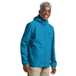 Softshelljacke Jack Wolfskin "BORNBERG HOODY M", Herren, Gr. L (52), blau (aurorablau), Obermaterial: 100% Polyester, Jacken Softshelljacke