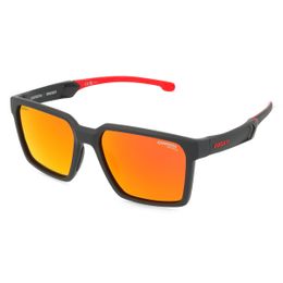 Carrera CARDUC 045/S | Herren-Sonnenbrille | Fassung: Vollrand, Eckig, Kunststoff, Schwarz Matt | Glasfarbe: Rot