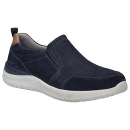 Slip-On Sneaker Josef Seibel "Wales 04", Herren, Gr. 44, blau (dunkelblau, kombi), Leder, Schuhe Slip-On Sneaker, Slipper, Komfortschuh, Schlupfschuh mit elastischem Gummizug-Einsatz