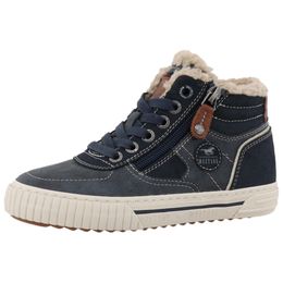 Sneaker Mustang Shoes "Ezio", Jungen, Gr. 32, blau (navy), Lederimitat, Schuhe Sneaker, High Top Sneaker, Schn&uuml;rboots mit Rei&szlig;verschluss