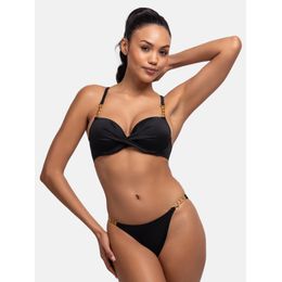 B&uuml;gel-Bandeau-Bikini-Top Dorina "Filao", Damen, Gr. 80, Cup C, schwarz, Obermaterial: 84% Polyester, 16% Elasthan, unifarben, Bikini-Oberteile B&uuml;gel-Bandeau-Bikini-Top, mit modischen goldfarbenen Kettendetails