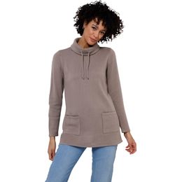 Damen Longpullover mit weitem Rollkragen taupe, Gr&ouml;&szlig;e 54