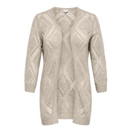 Strickjacke Only CARMAKOMA "CARPAMELA 4/5 OPEN CARDIGAN KNT", Herren, Gr. M, birch, Strick, Obermaterial: 55% Polyacryl, 45% Nylon, unifarben, V-Ausschnitt, Strickjacken Strickjacke