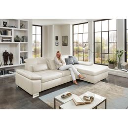 Ecksofa DIE PLANBAR "PN-IN16012 L-Form, Breite 309 cm", torro wei&szlig;, B:309cm H:85cm T:195cm, Sofas, Ecksofa, inkl. Sitztiefenverstellung, optional mit Kopfteilverstellung