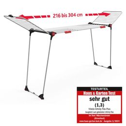 W&auml;schest&auml;nder Vileda "Vileda INFINITY Flex", wei&szlig;, Vileda infinity flex, B:304cm H:124cm T:57cm, Stahl, W&auml;schest&auml;nder, W&auml;schest&auml;nder, Ausziehbar auf 304 cm - f&uuml;r gro&szlig;e W&auml;schest&uuml;cke