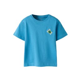 T-Shirt name it "NMMFRANK SS NREG TOP BOX PB", M&auml;dchen, Gr. 110, cyaneus, Jersey, Obermaterial: 100% Baumwolle, unifarben, normal normal, Rundhals, Shirts T-Shirt