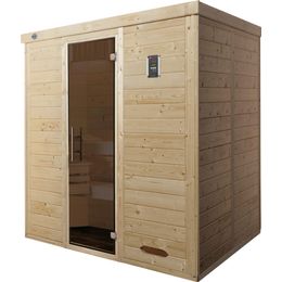 Sauna Weka "Kemi", beige (natur), Bio-Ofen, externe Steuerung, 7,5 kW, Saunen, Sauna, 7,5 kW Bio-Ofen mit digitaler Steuerung