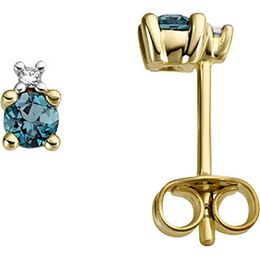 Paar Ohrstecker Firetti "Schmuck Geschenk Gold 333 Ohrschmuck Ohrringe Edelstein Solit&auml;r", bunt (gelbgoldfarben, wei&szlig;goldfarben, blau, blau), Ohrringe, Damen, 0,02 P2 = erkennbare Einschl&uuml;sse, Diamanten Gelbgold 333, Diamanten, Gelbgold 333, Paar Ohrstecker, mit London Blue Topas - mit Diamant