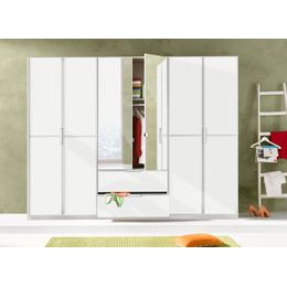 Kleiderschrank Rauch "Schrank Dreht&uuml;renschrank Garderobe Ankleide Schlafzimmer ESSENSA", wei&szlig;, B:271cm H:229cm T:54cm, Holzwerkstoff, Schr&auml;nke, Kleiderschrank, voll aufgelegte Spiegelt&uuml;ren, 2 gro&szlig;e Schubladen MADE IN GERMANY