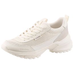 Calvin Klein Damen Plateausneaker "HIKE RUNNER LACEUP MESH", Gr. 42, wei&szlig;, Lederimitat, Textil, Mesh, unifarben, Basic, Schuhe, Chunky Sneaker,