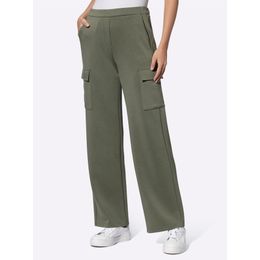 Jerseyhose Heine, Damen, Gr. 34, Normalgr&ouml;&szlig;en, gr&uuml;n (khaki), 50% Modal, 44% Polyester, 6% Elasthan, unifarben, lang, Hosen Jerseyhose