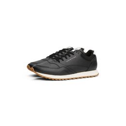 Sneaker Tommy Hilfiger "NEW RUNNER EVA LTH ESS", Herren, Gr. 44, schwarz, Leder, Lederimitat, Schuhe Sneaker, Freizeitschuh, Halbschuh, Schn&uuml;rer mit sportiver Lochung