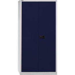 Bisley UNIVERSAL Fl&uuml;gelt&uuml;renschrank, HxBxT 1950 x 914 x 400 mm, 4 verzinkte Fachb&ouml;den, 5 Ordnerh&ouml;hen, lichtgrau / oxfordblau