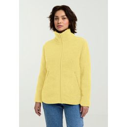 Fleecejacke Jack Wolfskin "HIGH CURL JKT W", Damen, Gr. XL (44/46), lemonice, Obermaterial: 100% Polyester. Futter: 100% Polyester, Jacken Fleecejacke