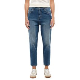 Mom-Jeans Mustang "Damen Style Charlotte Tapered", Damen, Gr. 25, L&auml;nge 32, 781 mittelblau, Denim/Jeans, 99% Baumwolle, 1% Elasthan, unifarben, bequem, Jeans Mom-Jeans