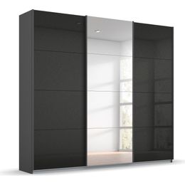 Schwebet&uuml;renschrank Rauch "Kleiderschrank Schrank Garderobe W&auml;scheschrank Ankleide OTELI", grau (graumetallic, effektgrau hochglanz), B:203cm H:229cm T:68cm, Holzwerkstoff, Schr&auml;nke, Schwebet&uuml;renschrank, mit Spiegel, schlichte Dekor- oder Hochglanz-Front MADE IN GERMANY