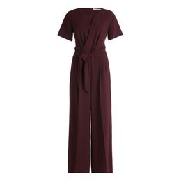 BETTY & CO Jumpsuit BETTY & CO "Jumpsuit mit Bindeg&uuml;rtel", Damen, Gr. 38, EURO, lila (schwarz aubergine), Obermaterial: 100% Polyester PES., Overalls Jumpsuit