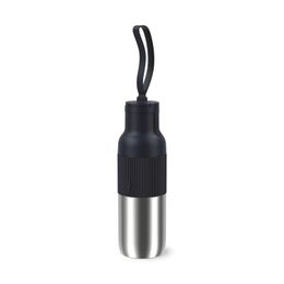 Isolierflasche Emsa "beYou Flip", schwarz, H:26,4cm, Edelstahl, Polypropylen (PP), Silikon, Trinkflaschen, Isolierflasche, mit Flip-Verschluss und Trageband, 100% dicht, sp&uuml;lmaschinengeeignet