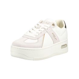 Plateausneaker Replay "Replay Sneaker Leder", Damen, Gr. 37, wei&szlig;, Leder, Schuhe Plateausneaker