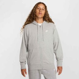 Kapuzensweatshirt Nike Sportswear "M NK CLUB FT FZ HOODIE", Herren, Gr. XL, dk grau heather, lt smoke grau, wei&szlig;, Obermaterial: 80% Baumwolle, 20% Polyester, normal, Rundhals, Sweatshirts Kapuzensweatshirt, mit Kapuze, Rundhalsausschnitt