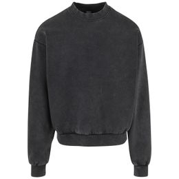 Sweater Urban Classics "Urban Classics Herren Acid Washed Crew", Herren, Gr. L, schwarz, 70% Baumwolle, 30% Polyester, unifarben, Rundhals, Sweatshirts Sweater