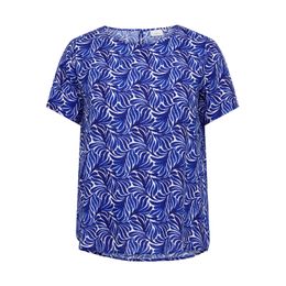 Shirtbluse Only CARMAKOMA "CARVICO LIFE S/S TOP VIS WVN", Damen, Gr. 50, blauprint aop:dreamy leaves, Web, Obermaterial: 100% Viskose, bedruckt, regular fit normal, Rundhals, Blusen, Viskose, regular fit