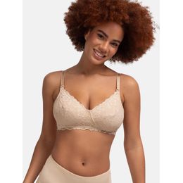 Still-BH Dorina "Valeria Nursing Bra", Damen, Gr. 95, Cup F, beige, Spitze, Obermaterial: 89% Nylon, 11% Lyocell, BHs Still-BH, mit B&uuml;gel, Stillclips f&uuml;r Einhandbedienung, mit Spitze