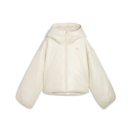 Winterjacke Puma "Wardrobe Essentials Shiny Wattierte Kapuzenjacke Damen", Damen, Gr. M, wei&szlig; (alpine snow wei&szlig;), Obermaterial: 100% Polyester. Futter: 100% Polyester. F&uuml;llung: 100% Polyester. Seitentasche &ndash; Oben: 100% Polyester. Seitentasche &ndash; Unten: 100% Polyester, Jacken Winterjacke