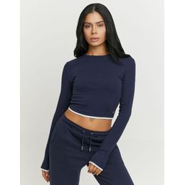 Tally Weijl Damen Langarmshirt "STSCOCUFFA"nuit, Gr. M, Jersey, Obermaterial: 50% Baumwolle, 45% Modal, 5% Elasthan, Shirts, Baumwollmischung, Basic