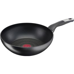 Wok Tefal "Unlimited", schwarz, B:28,5cm H:8cm L:46,7cm &Oslash;:28cm, Pfannen, Wok, kratzfest, Induktion, Temperaturanzeiger, Made In France, &Oslash; 28 cm