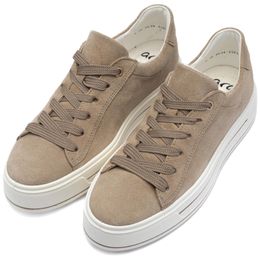 Plateausneaker Ara "CANBERRA", Damen, Gr. 4 (37), sand, Veloursleder, unifarben, Schuhe Plateausneaker, Freizeitschuh, Halbschuh, Schn&uuml;rschuh in Bequemweite G (=weit)