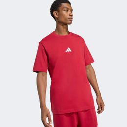 Herren T-Shirt "ESSENTIALS SMALL LOGO SINGLE JERSEY", rot, Gr. M, adidas Sportswear, Obermaterial: 100% Baumwolle, Shirts, sportliches Kurzarmshirt,
