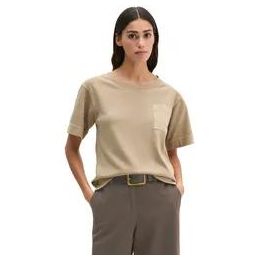 Marc O'Polo T-Shirt MARC O'POLO "mit aufgesetzter Satin-Tasche", Damen, Gr. L, earthy taupe, Obermaterial: 100% Baumwolle, unifarben, Basic, relaxed fit, Rundhals, normaler Saum, Shirts T-Shirt