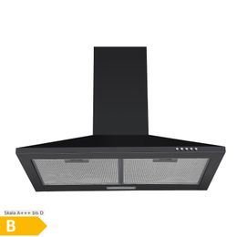 PKM Dunstabzugshaube 6091BH - Kaminhaube Stahlblech schwarz lackiert mit 2 Fettfiltern, 348 m&sup3;/h, LED-Beleuchtung, 60 cm breit, EEK B