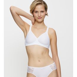 B&uuml;gelloser BH Triumph "Modern Soft+Cotton N", Damen, Gr. 110, Cup C, wei&szlig;, Microtouch, Obermaterial: 40% Polyamid, 37% Baumwolle, 23% Elasthan, unifarben, BHs B&uuml;gelloser BH, mit dezenten Streifen